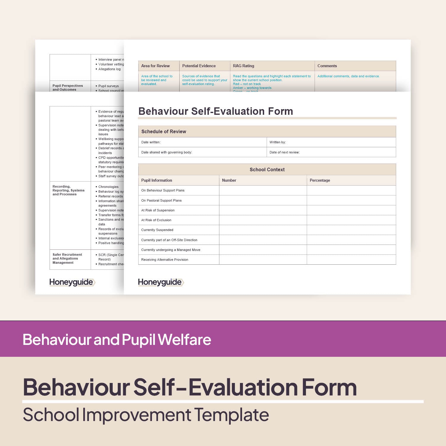 Behaviour Self-Evaluation Form Template | School Behaviour Review | Honeyguide – Honeyguide ...