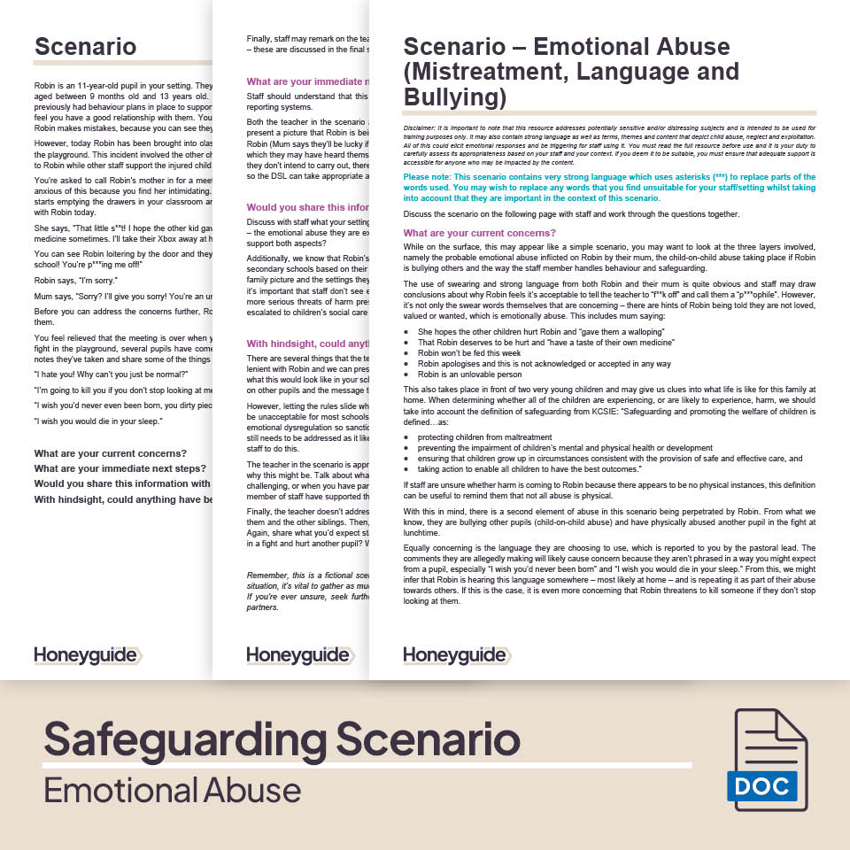 Emotional Abuse: Safeguarding Training Bundle | Honeyguide SLS ...