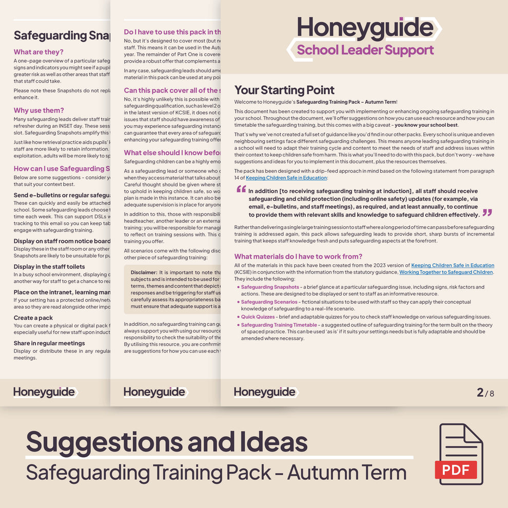 Safeguarding Training Pack - Autumn Term | Honeyguide SLS – Honeyguide ...