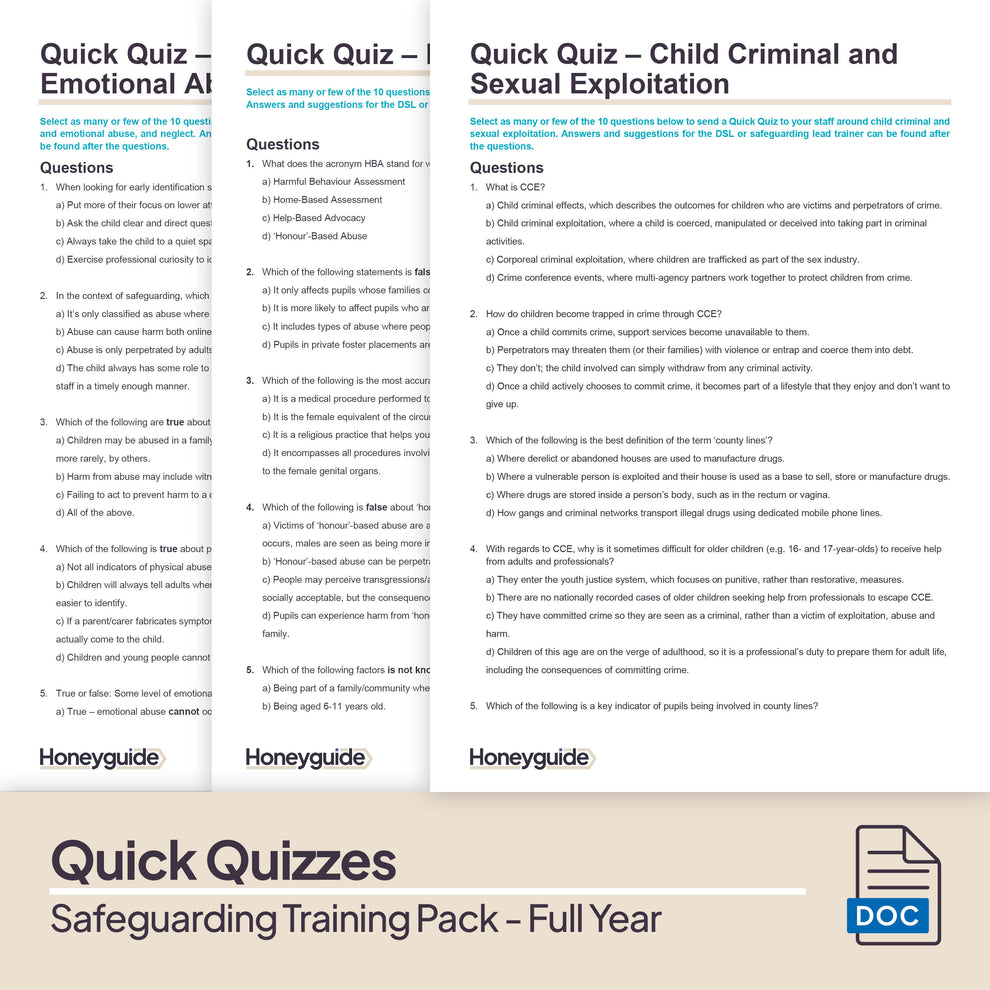 Safeguarding Training Pack - Full Academic Year – Honeyguide School ...