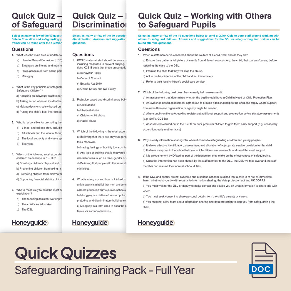 Safeguarding Training Pack - Full Academic Year – Honeyguide School ...
