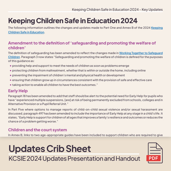 KCSIE 2024 Training Update PowerPoint and Handout – Honeyguide School Leader Support