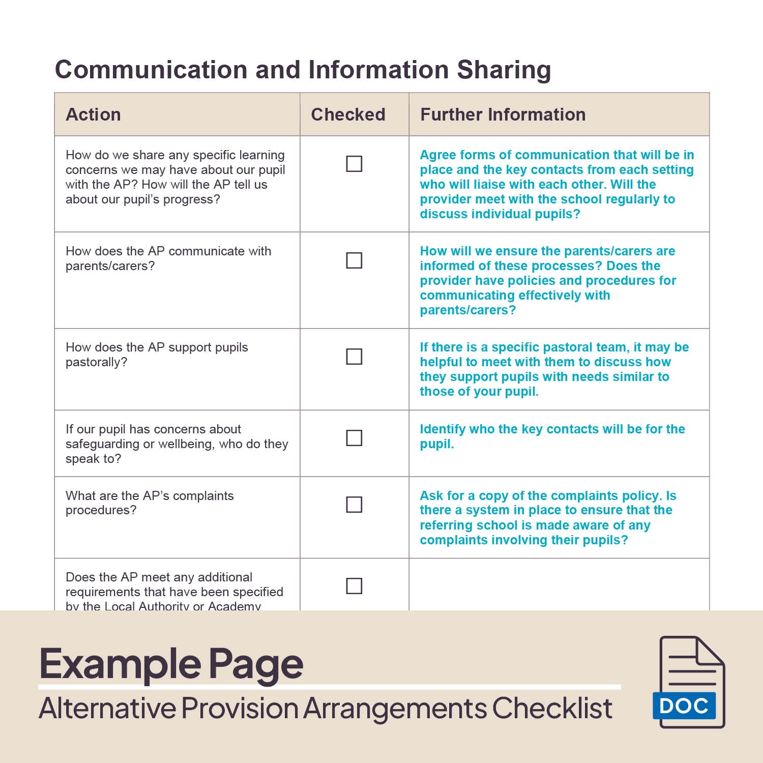 Alternative Provision (AP) Arrangements Checklist | Honeyguide SLS ...