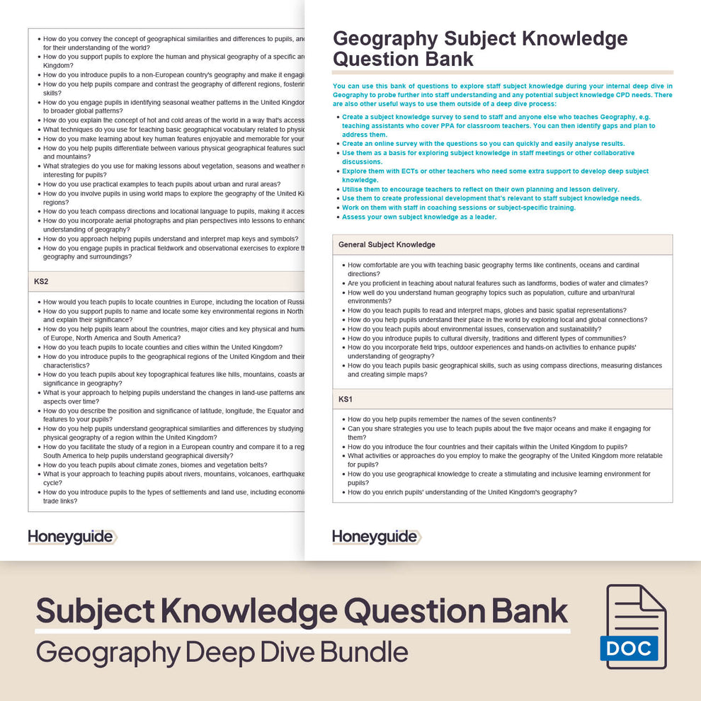Geography Deep Dive and Subject Knowledge Bundle | Honeyguide SLS ...