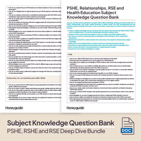 PSHE, RSHE and RSE Deep Dive and Subject Knowledge Bundle | Honeyguide ...