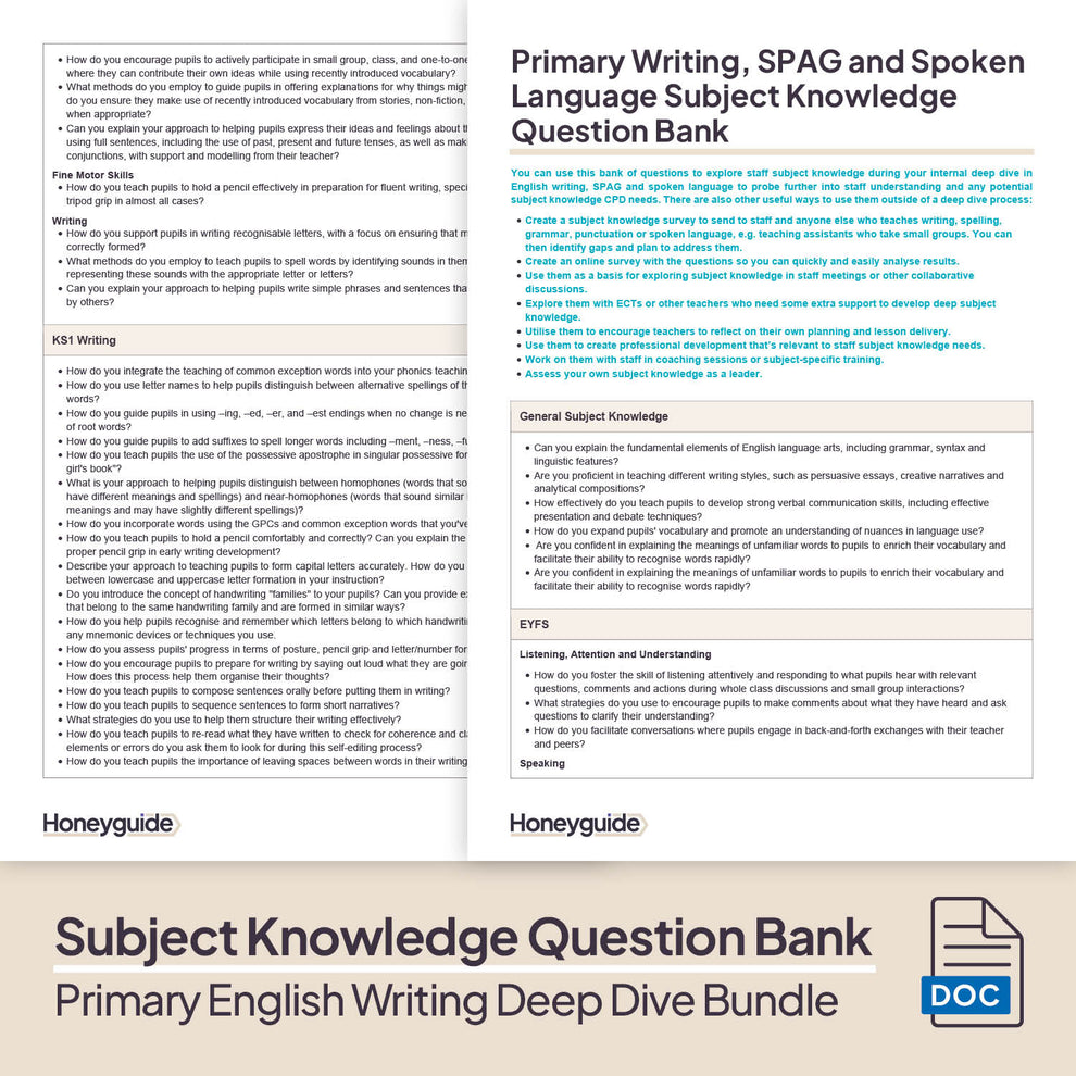 Primary English (Writing, SPAG and Spoken Language) Deep Dive Bundle ...