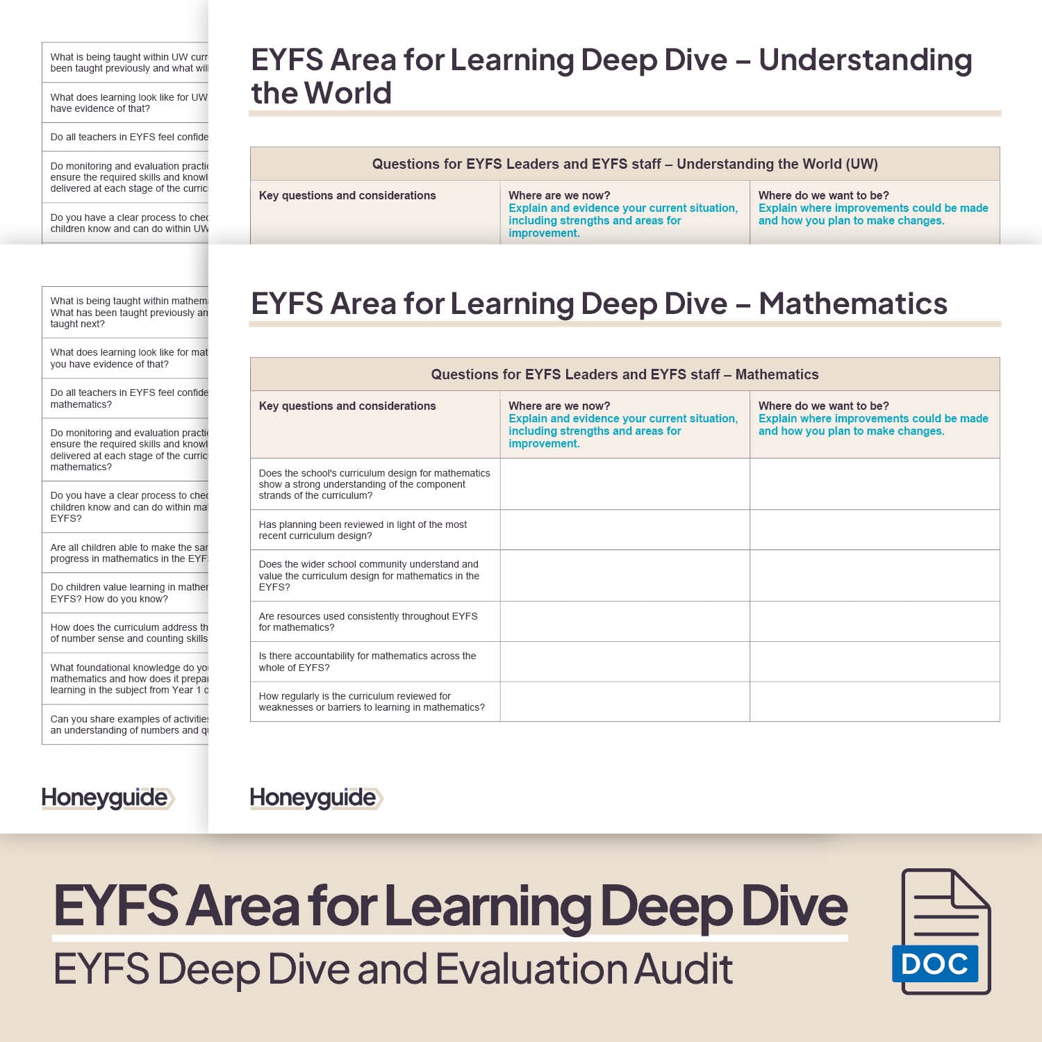 EYFS Deep Dive and Evaluation Audit Bundle | Honeyguide SLS ...