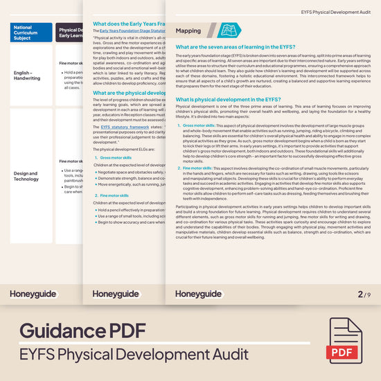 EYFS Physical Development Audit Pack | Honeyguide SLS – Honeyguide ...