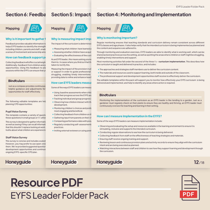 EYFS Leader Folder Pack | Honeyguide School Leader Support