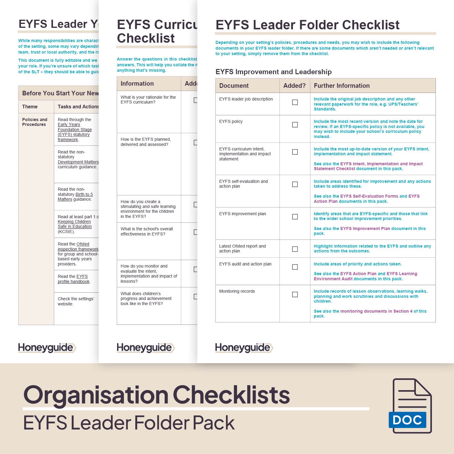 EYFS Leader Folder Pack | Honeyguide School Leader Support
