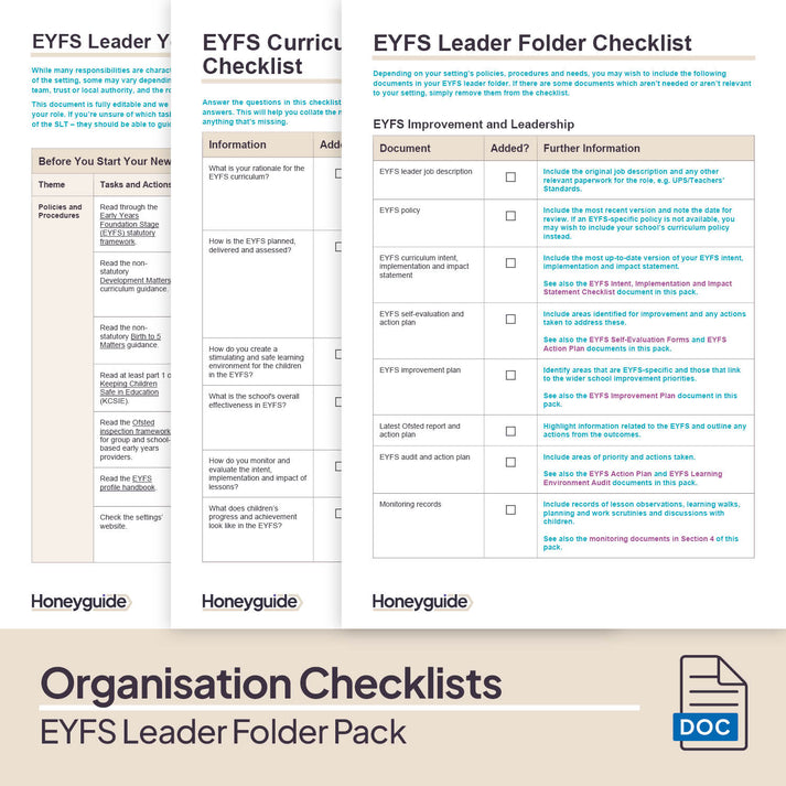 EYFS Leader Folder Pack | Honeyguide School Leader Support