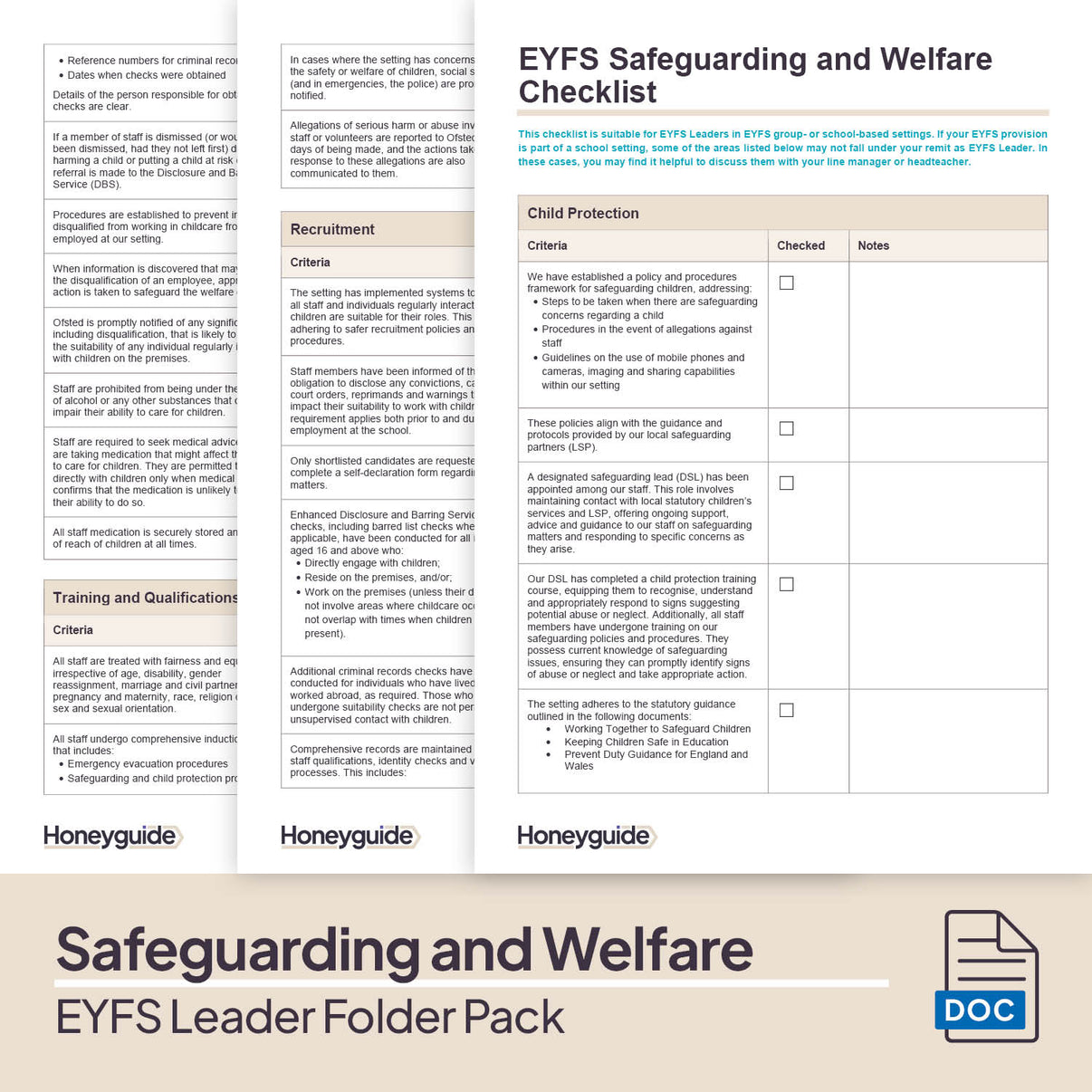 EYFS Leader Folder Pack | Honeyguide School Leader Support