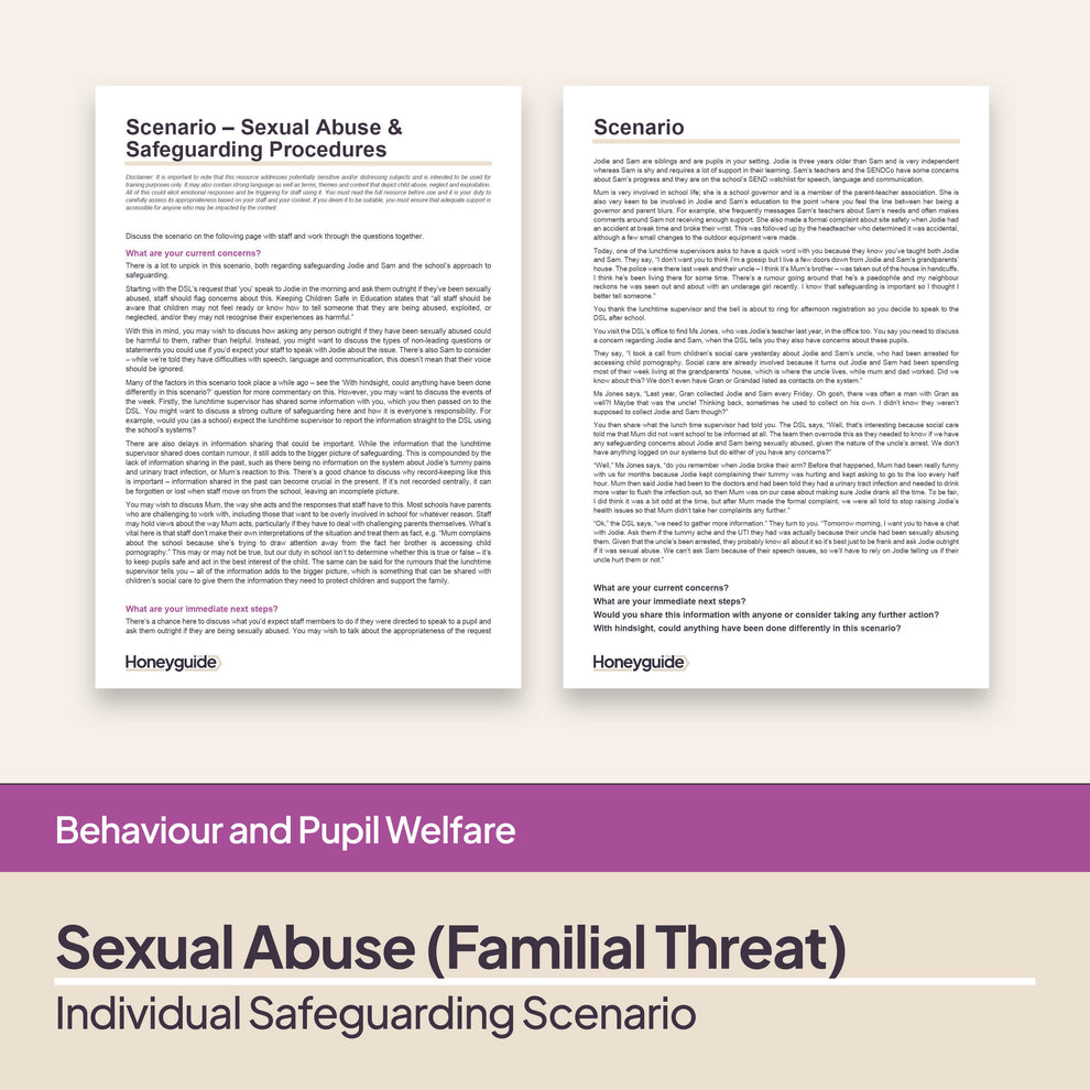 Sexual Abuse Safeguarding Scenarios – Editable DSL Training Pack for ...