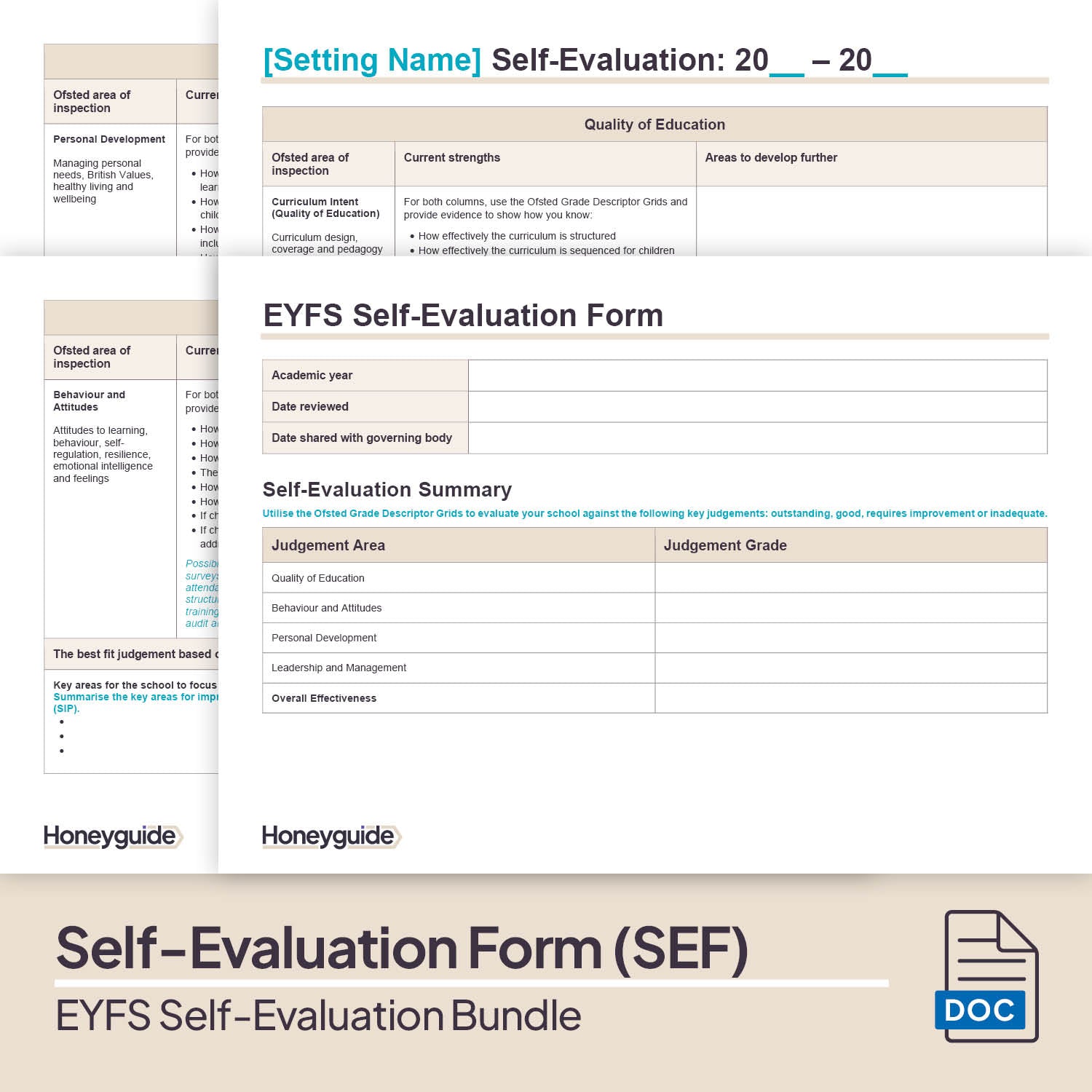 EYFS Self-Evaluation Bundle | Honeyguide SLS – Honeyguide School Leader ...