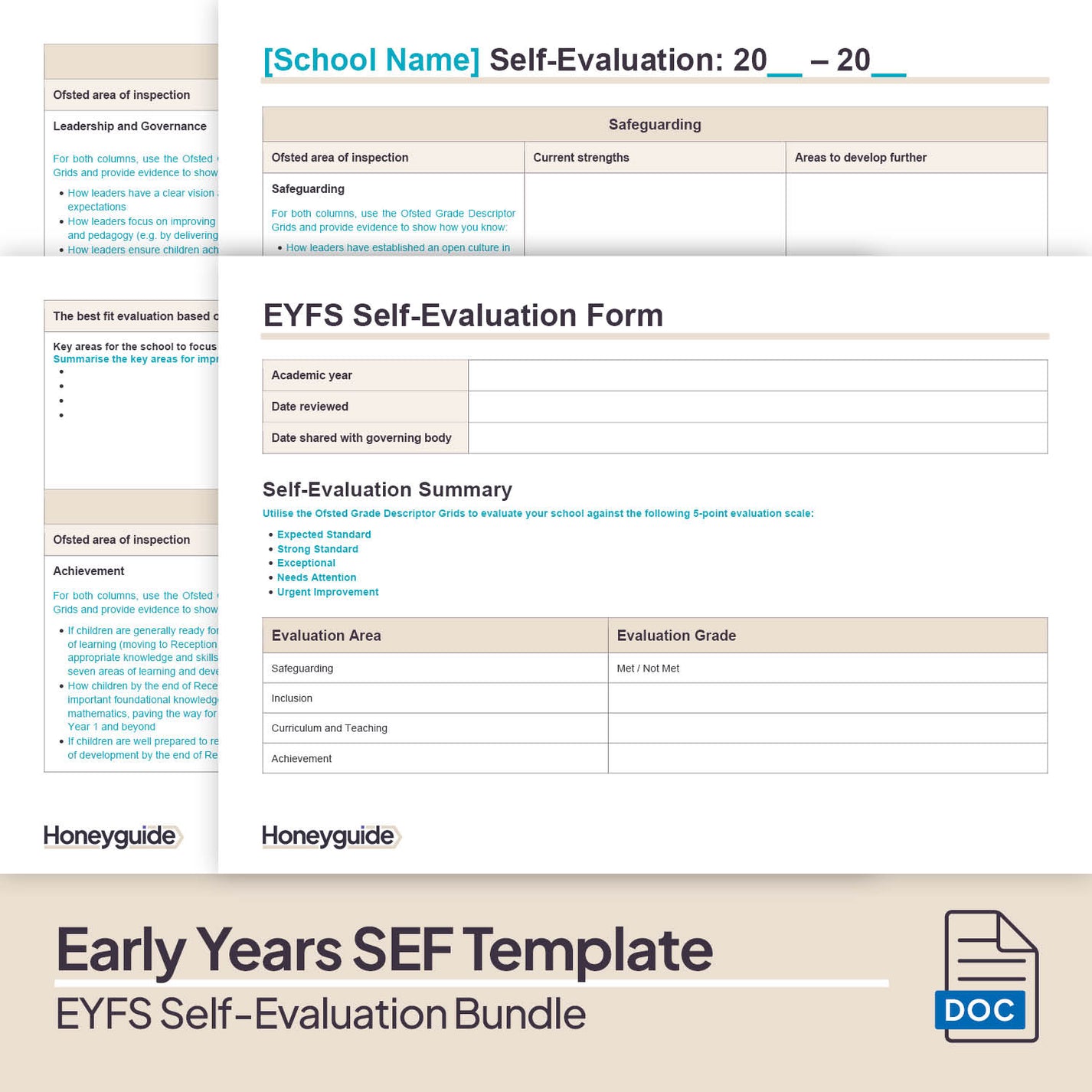 EYFS Self-Evaluation Template Bundle | Ofsted Toolkit Aligned Early Years SEF – Honeyguide ...