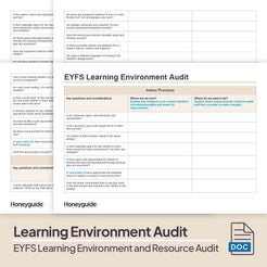 EYFS Learning Environment and Resource Audit Bundle – Honeyguide School Leader Support