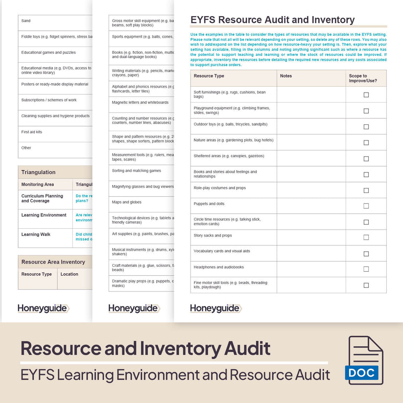 EYFS Learning Environment and Resource Audit Bundle – Honeyguide School ...