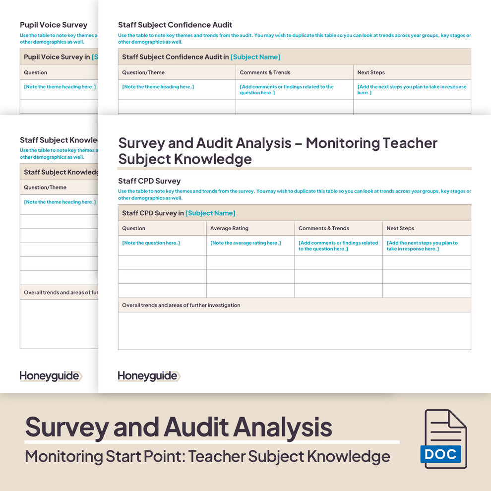 Monitoring Start Point: Teacher Subject Knowledge | Honeyguide SLS ...