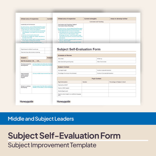 Subject Self-Evaluation Form Template | Ofsted Toolkit Aligned Subject ...