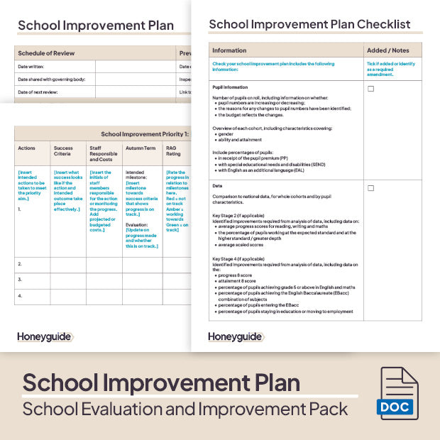 School Improvement Plan Templates & Self-Evaluation Forms 2025 ...
