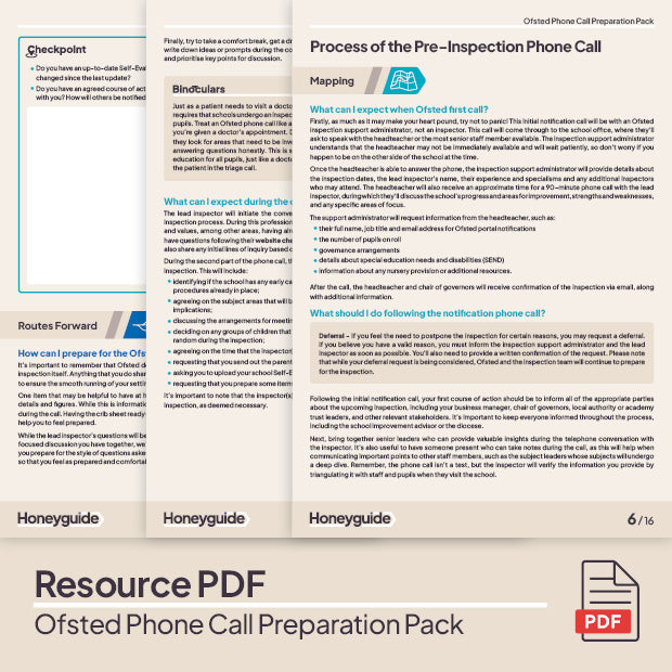 Ofsted Phone Call Preparation Pack | Honeyguide School Leader Support