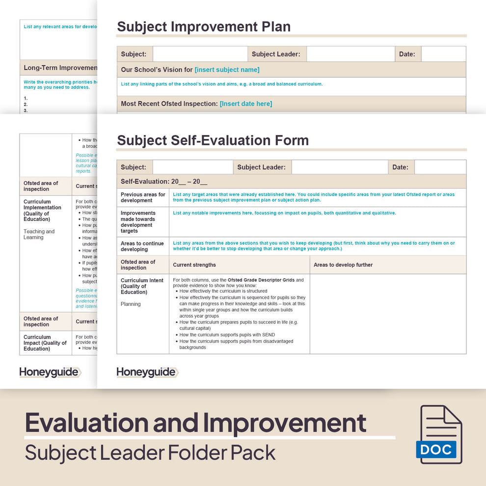 Subject Leader Folder Pack | Honeyguide School Leader Support