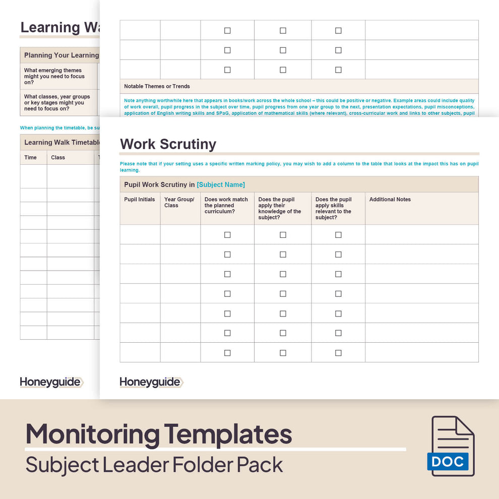Subject Leader Folder Pack | Honeyguide School Leader Support