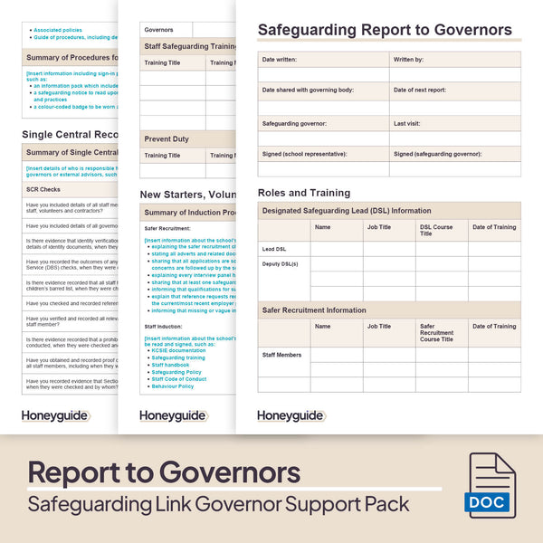 Safeguarding Link Governor Support Pack Honeyguide Sls Honeyguide School Leader Support