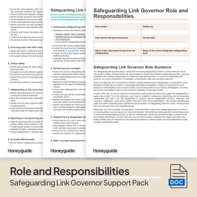 Safeguarding Link Governor Support Pack Honeyguide Sls Honeyguide School Leader Support