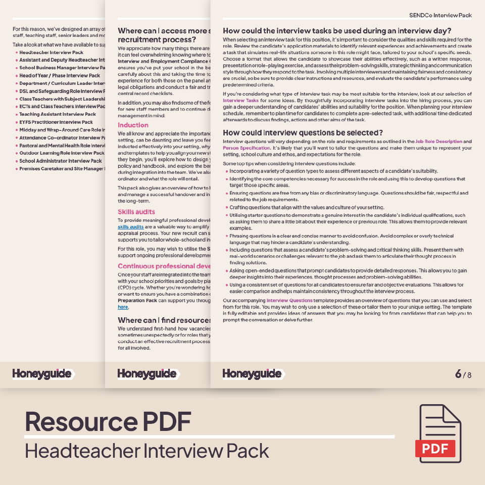Headteacher Interview Pack | Honeyguide School Leader Support