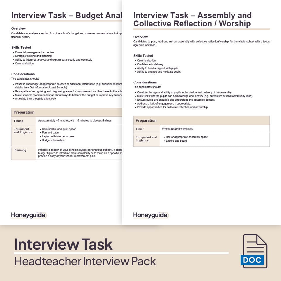 Headteacher Interview Pack | Honeyguide School Leader Support