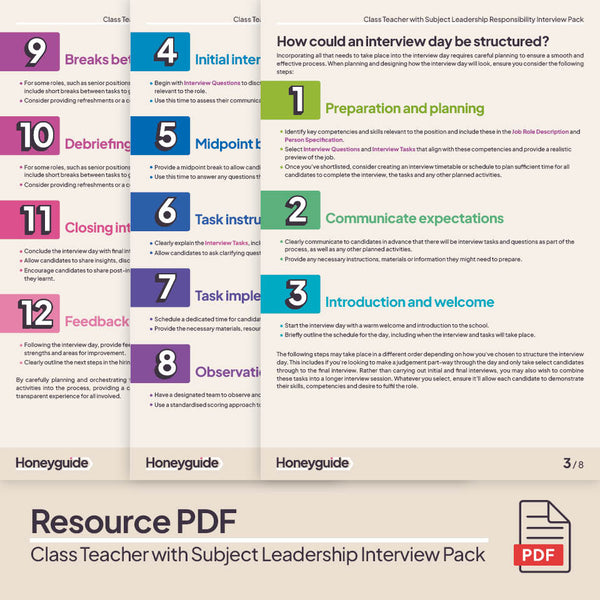 Class Teacher with Subject Leadership Interview Pack | Honeyguide SLS ...