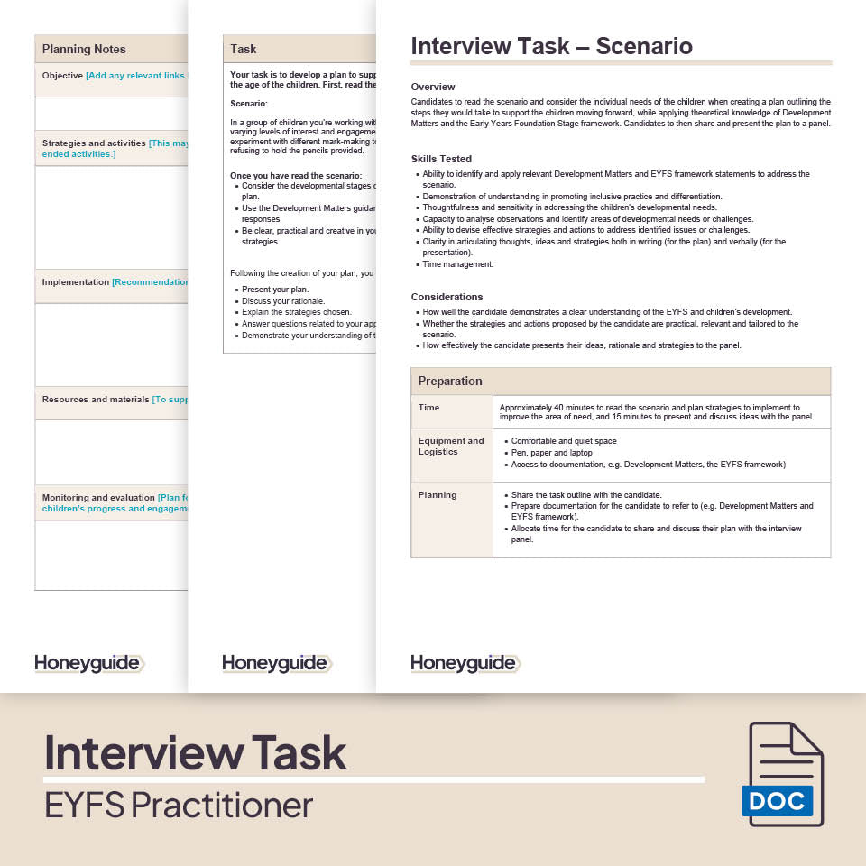 EYFS Practitioner Interview Pack | Honeyguide SLS – Honeyguide School ...