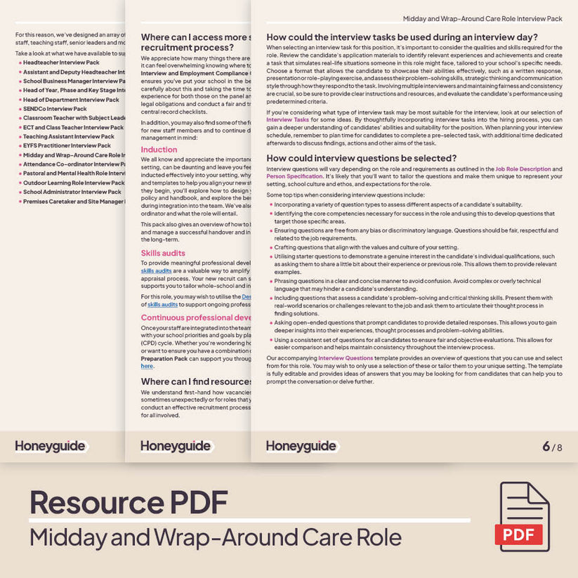 Midday and Wrap-Around Care Role Interview Pack | Honeyguide SLS ...