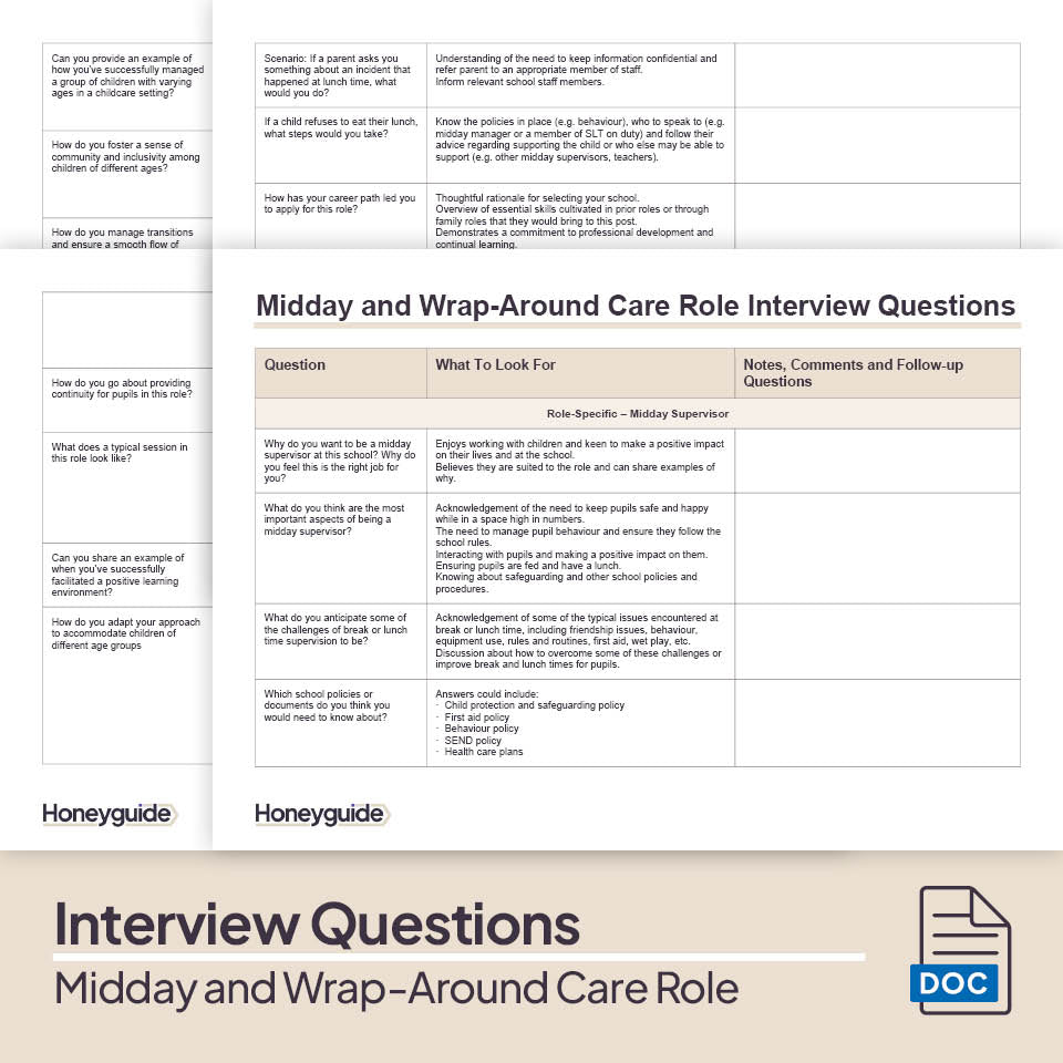 Midday and Wrap-Around Care Role Interview Pack | Honeyguide SLS ...
