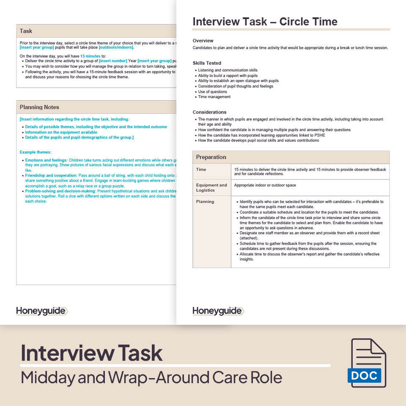 Midday and Wrap-Around Care Role Interview Pack | Honeyguide SLS ...