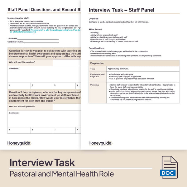 Pastoral and Mental Health Role Interview Pack | Honeyguide SLS ...