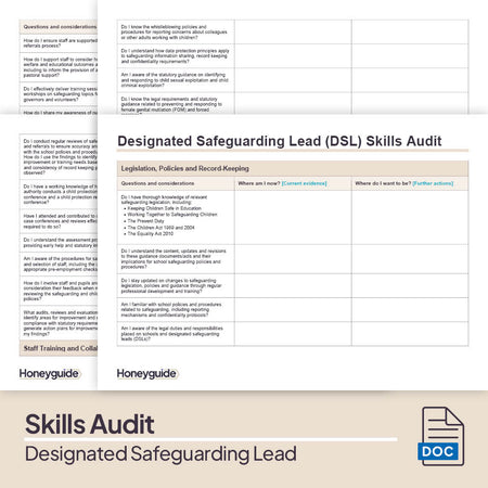 Designated Safeguarding Lead Skills Audit Pack | Honeyguide SLS ...