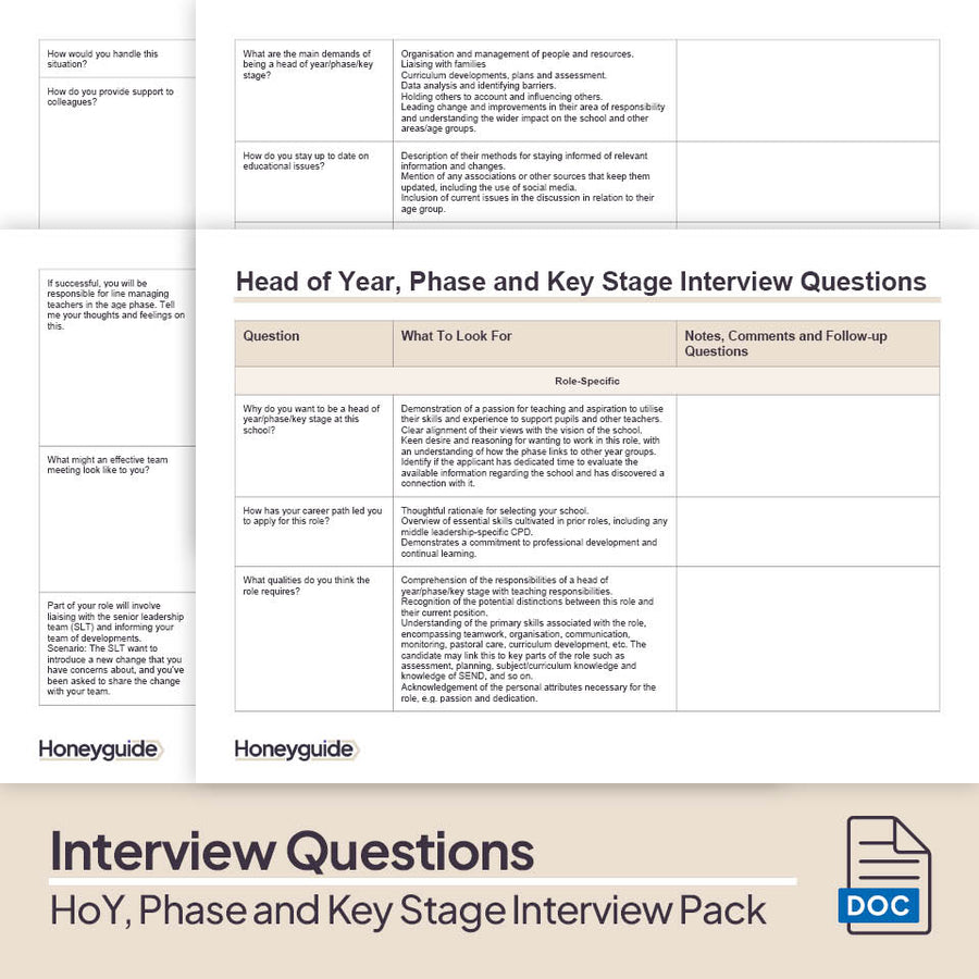 Head of Year, Phase and Key Stage Interview Pack | Honeyguide SLS ...