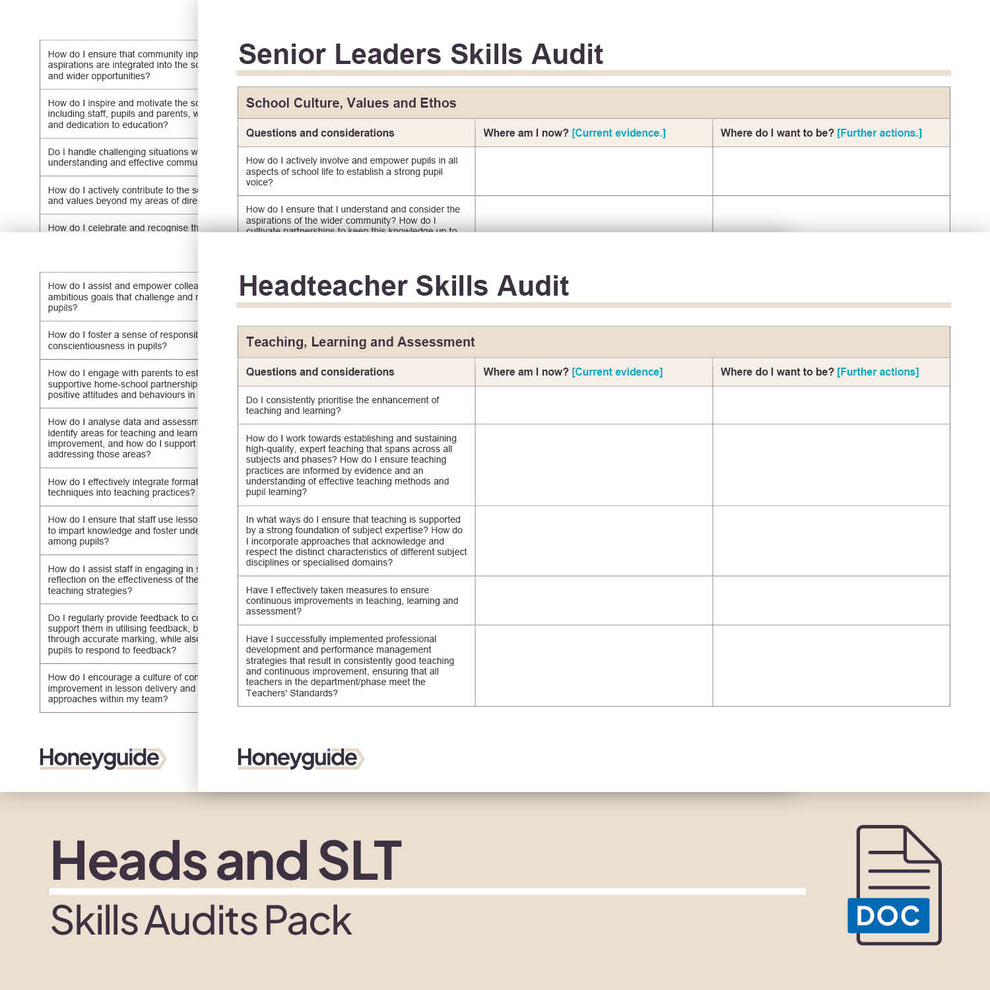 Skills Audits Pack - Complete Set for Multiple School Roles | Honeyguide SLS – Honeyguide School ...